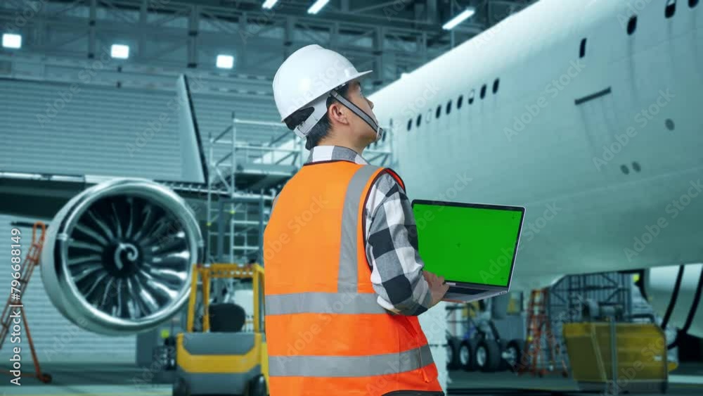 Back View Of Asian Male Engineer With Safety Helmet Standing With ...