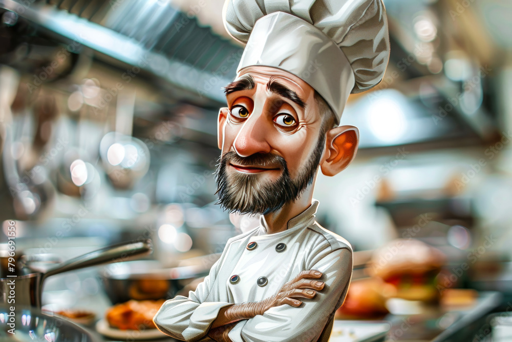 Cartoon Caricature of a Male Chef. Generated Image. A digital ...