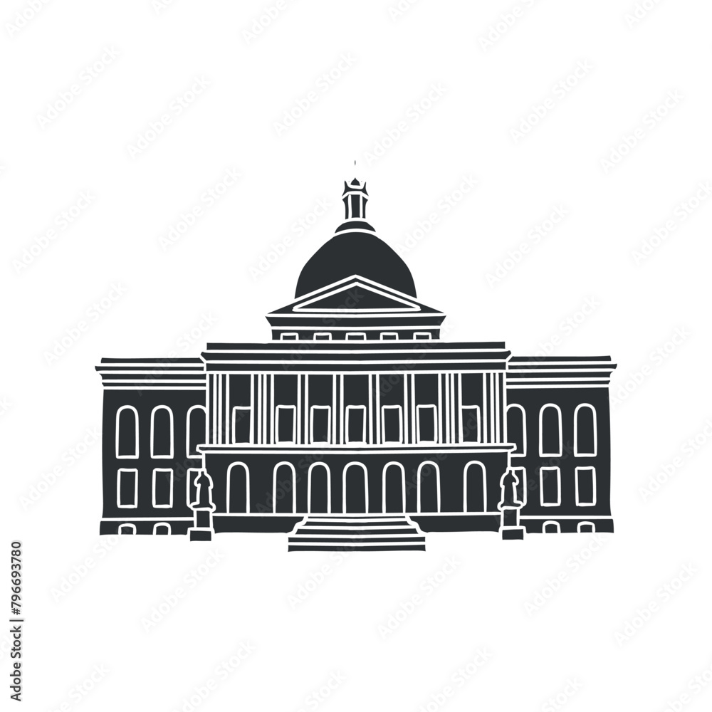 Boston Capitol Icon Silhouette Illustration. Capital City Vector ...