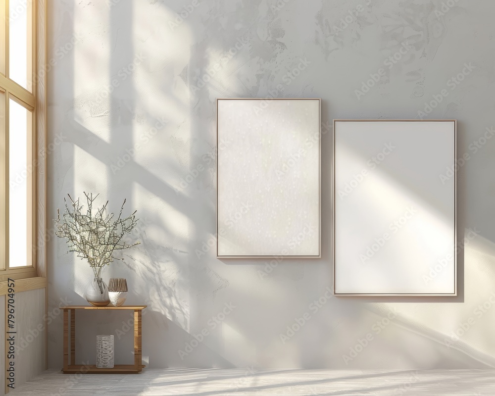 beautiful interior design furniture with mockup poster artwork with ...