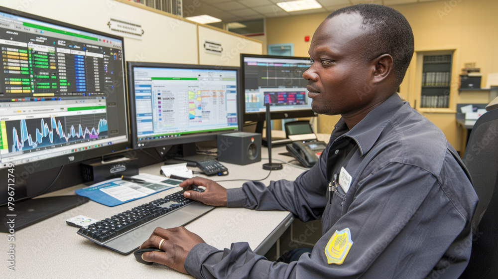 Global operations control room, secret service surveillance center ...