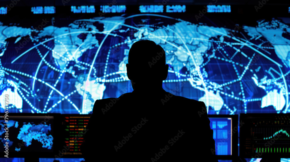 Global operations control room, government special forces command ...