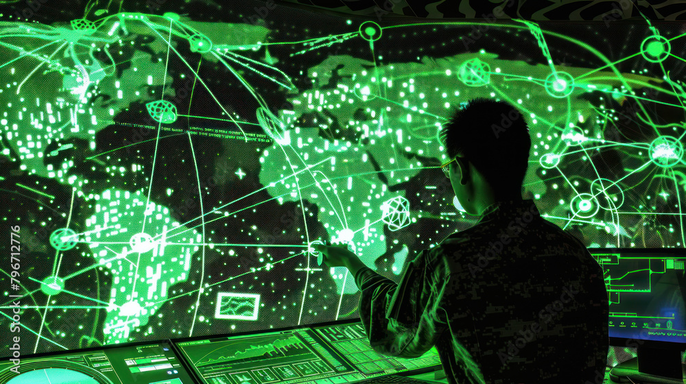 Global operations control room, government special forces command ...