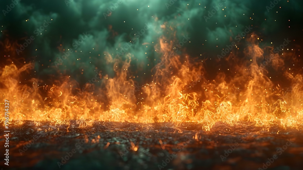 Green screen vertical flame burst for pyrotechnics display at events in ...