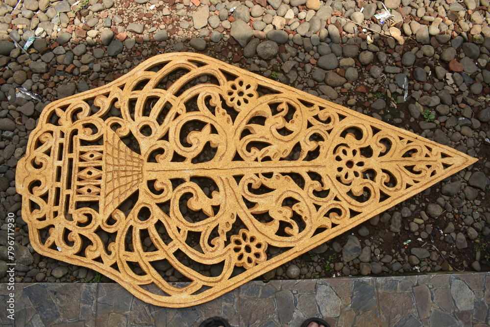 beautiful carvings of mountan wayang typical of the Indonesian Javanese ...