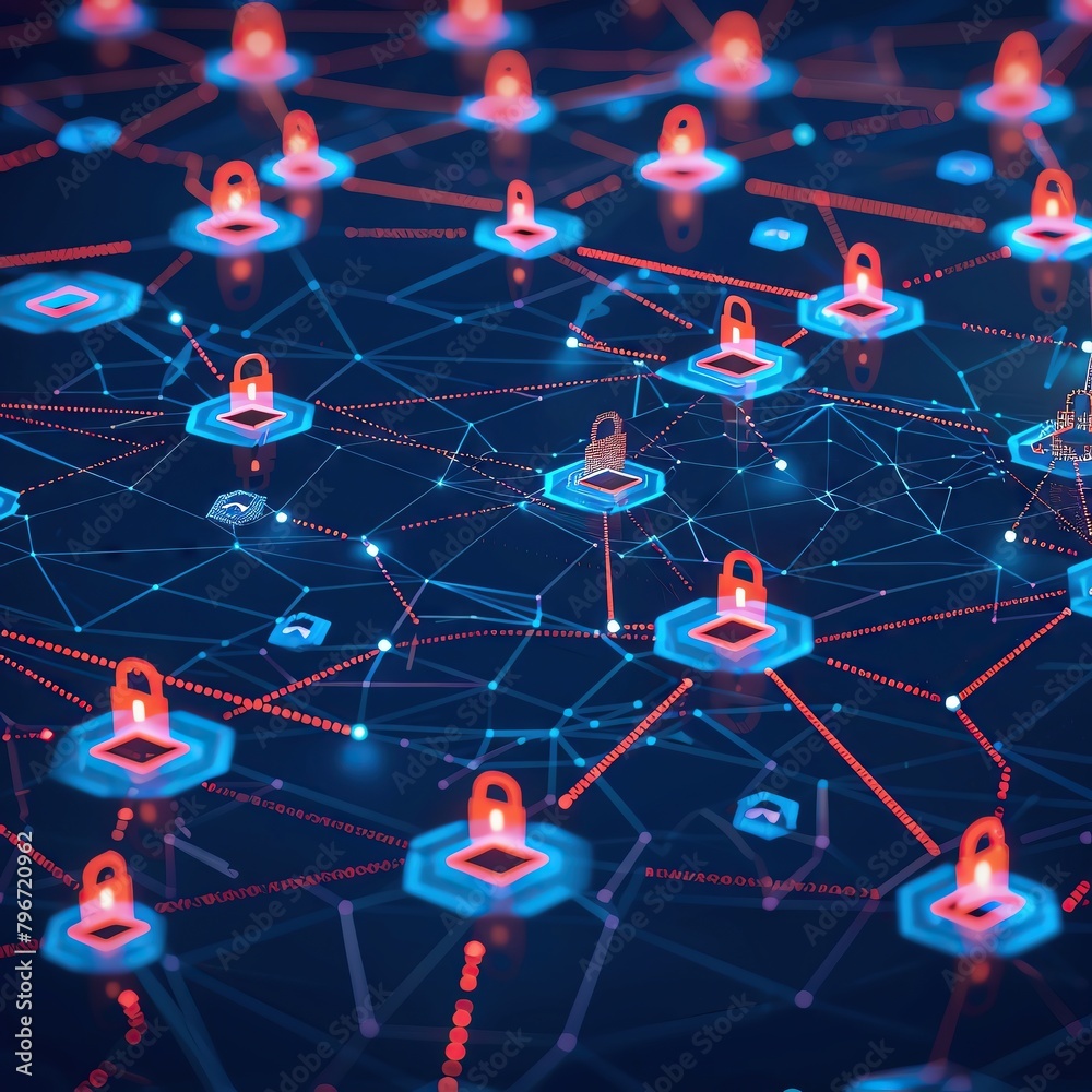 Cybersecurity Data Protection Visualization With Digital Locks And Secure Connections Over A
