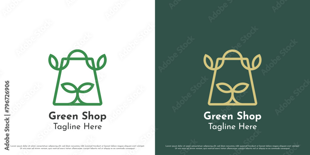 Plant shop logo icon illustration. Line silhouette of plant leaves ...