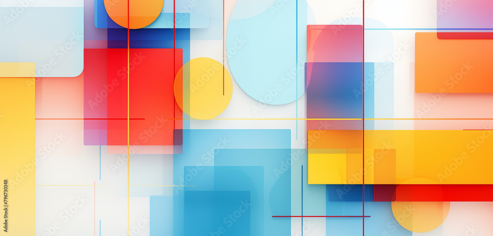 Geometric shapes in primary colors on a soft white background Stock ...