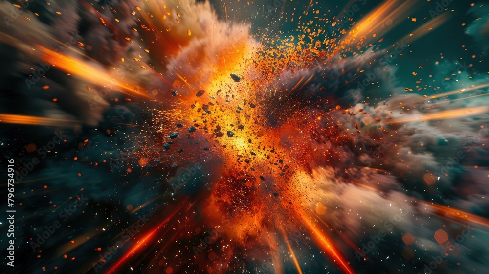 Abstract digital explosion representing the rapid growth and expansion ...