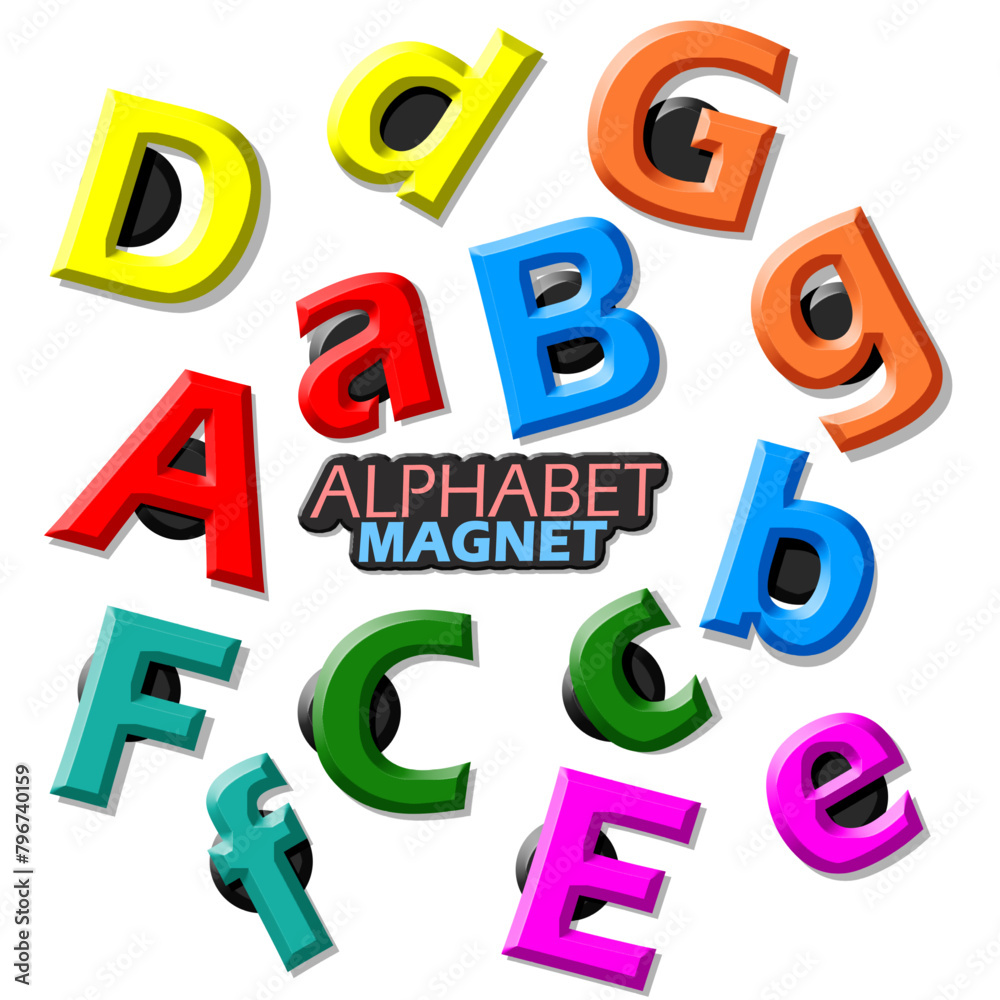 Alphabet Magnet Day event banner. Colorful letters of the magnetic ...