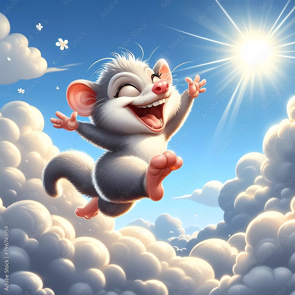 Cartoon opossum Stock Illustration | Adobe Stock