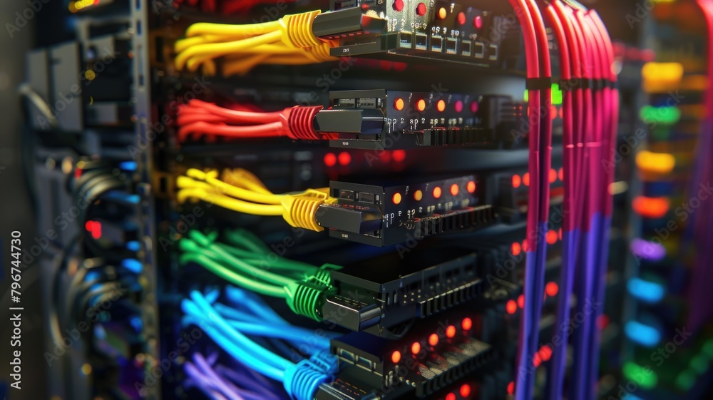 rack-mounted optical wavelength division multiplexer (WDM) in a data ...