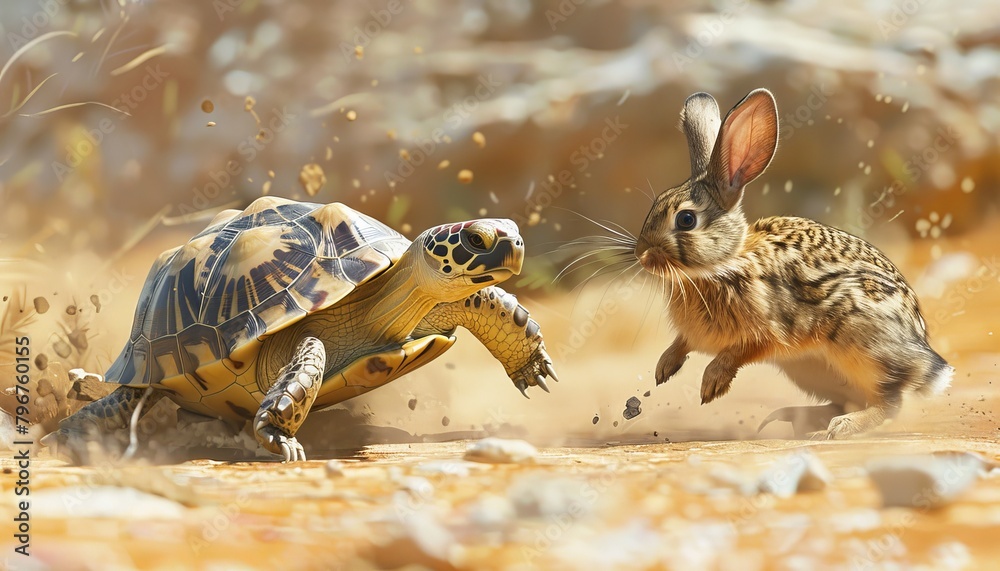 Fun clipart of a turtle slowly winning a race against a rabbit suitable ...