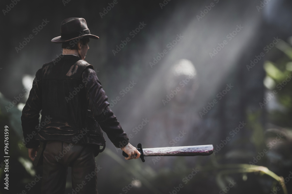 NEW YORK USA, APRIL 28 2024: Adventure Archaeologist Indiana Jones ...