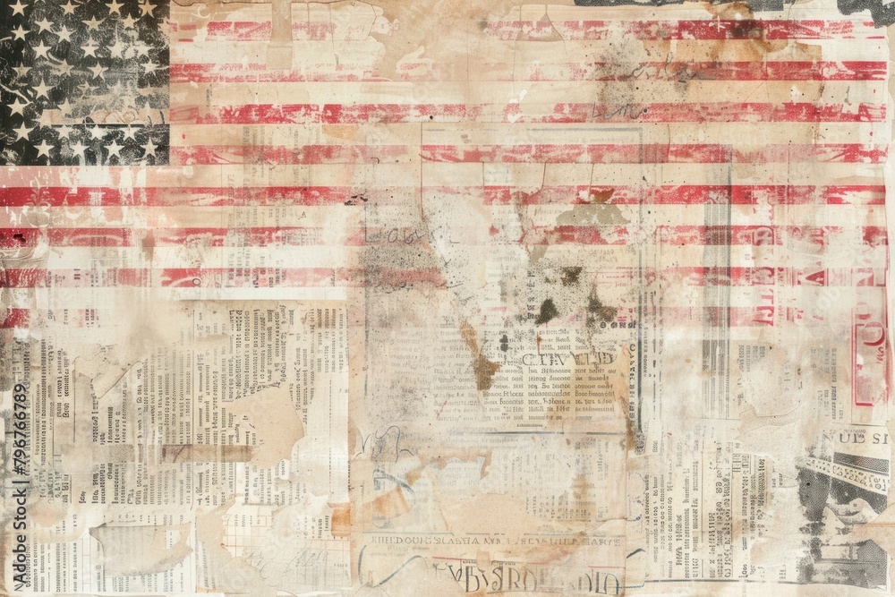 American flag ephemera border backgrounds newspaper text. Stock ...