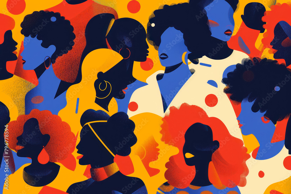 abstract colorful illustration of african american community unity ...