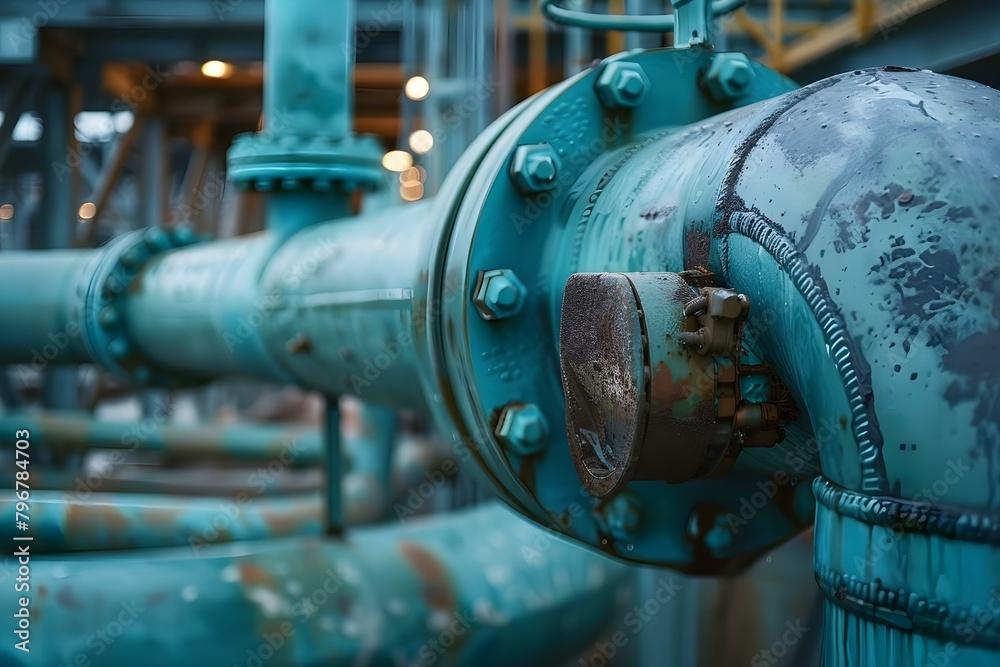 Industrial pipes discharge wastewater into treatment plant for ...