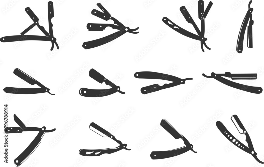Barber razor silhouette, Straight razor silhouette, Razor svg, Barber ...