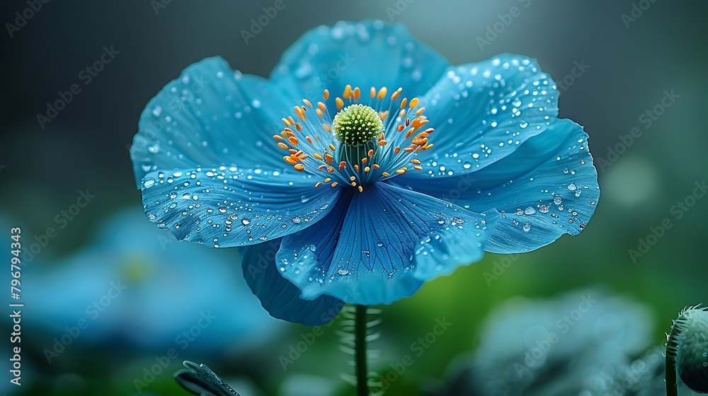 ภาพประกอบสต็อก Create a composition featuring the Blue Himalayan Poppy ...
