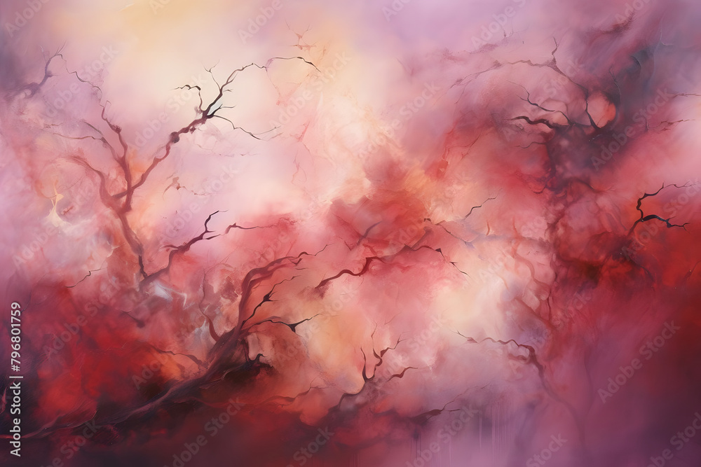 Ruby Rhapsody Reverberation, abstract landscape art, painting ...
