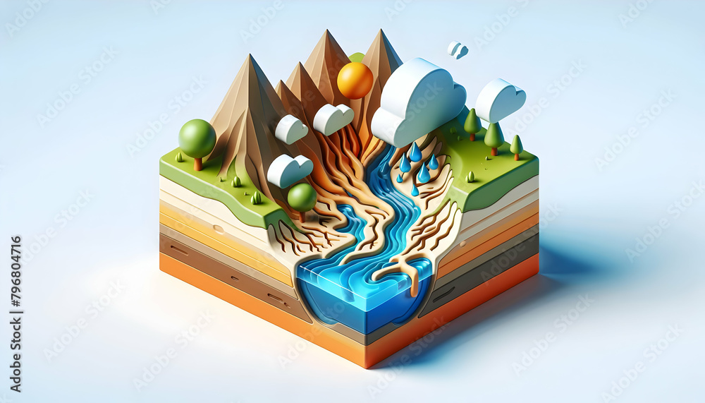 3D Flat Icon: Accelerated Erosion Alert Visual Representation of ...