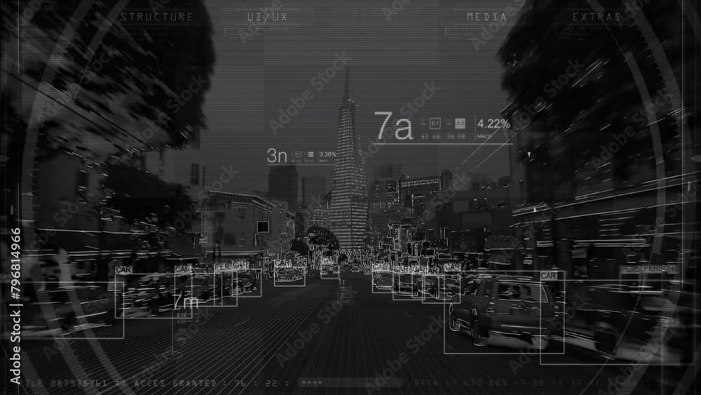 Wired City Street with Traffic. POV Futuristic Vision Artificial ... Wired City Street with Traffic. POV Futuristic Vision Artificial ...