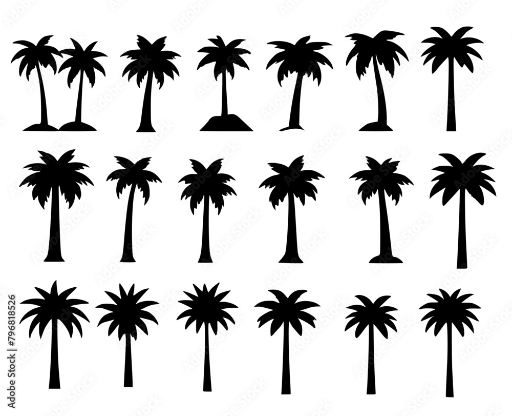 palm tree vector set on white background. tropical trees for app, ui ...