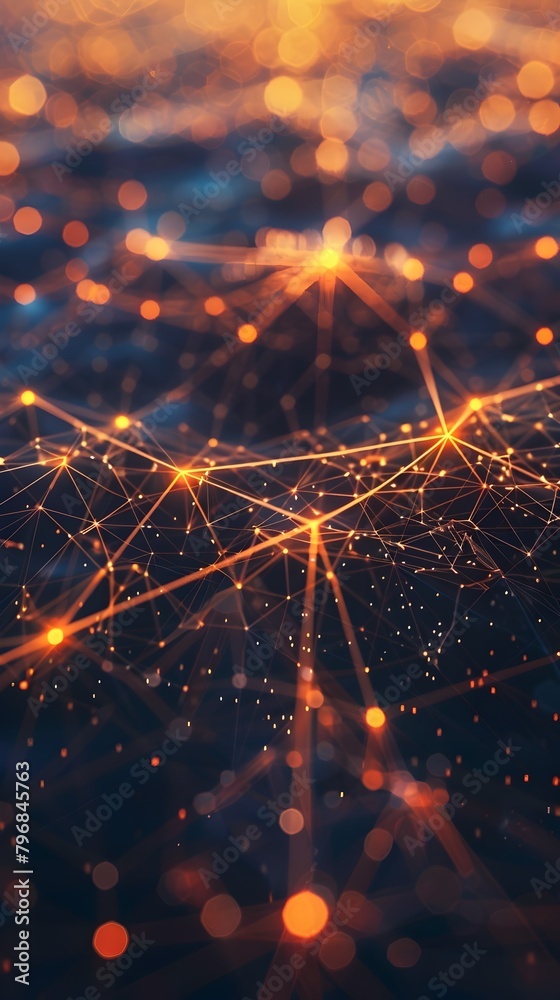 Glowing Mesh Network of Interconnected Nodes Visualizing the Future of ... Glowing Mesh Network of Interconnected Nodes Visualizing the Future of ...