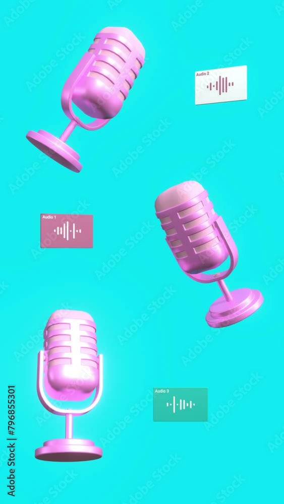 Animated Microphone With Sound Wave Or Audio Wave In Vertical Video ...