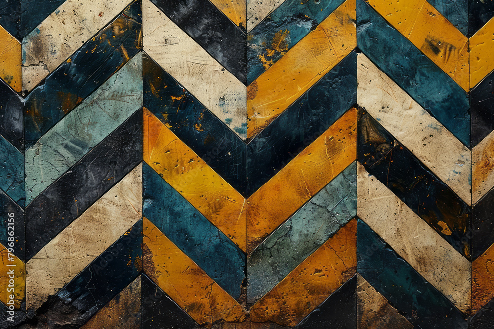 A chevron pattern with sharp peaks, each alternating in color to ...