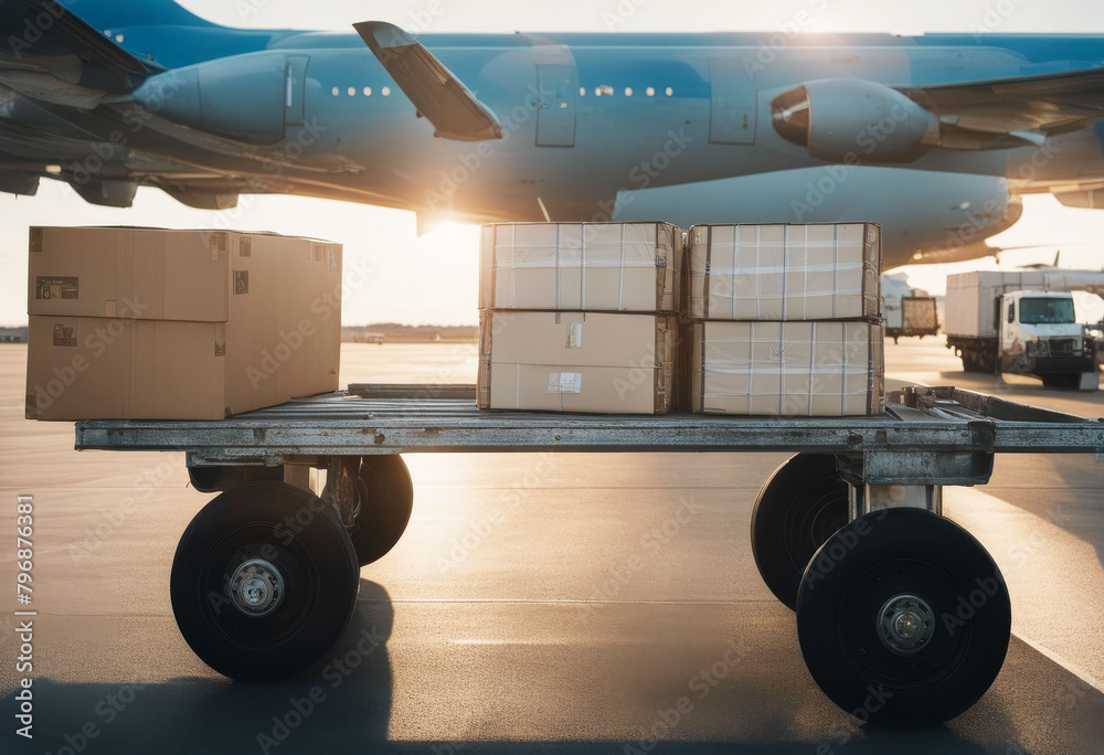 'detail close cargo full view trolley cart parcels commercial turboprop ...