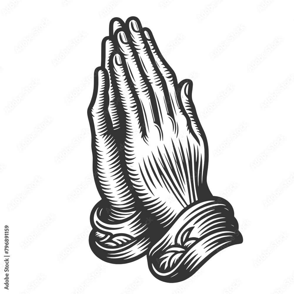 praying hands surrounded by ornate floral patterns, symbolizing faith ...