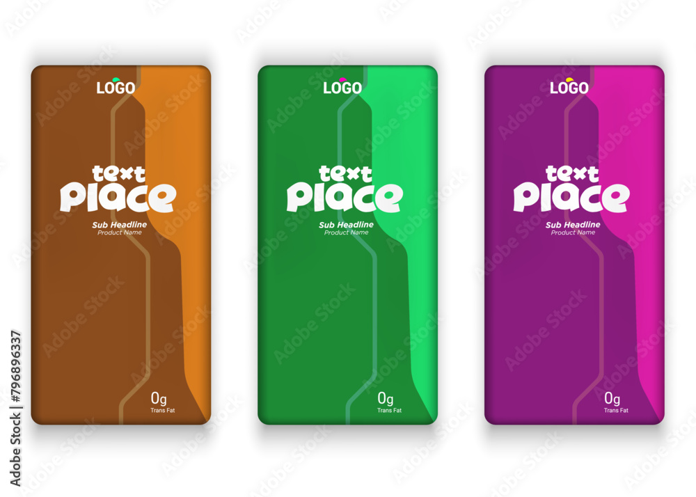 Cement bag and chocolate bar label design with multiple color against ...