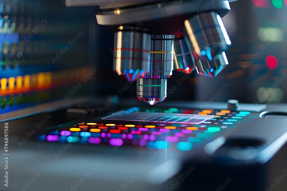 Deciphering an individual's genome: Close-up view of DNA sequencing ...