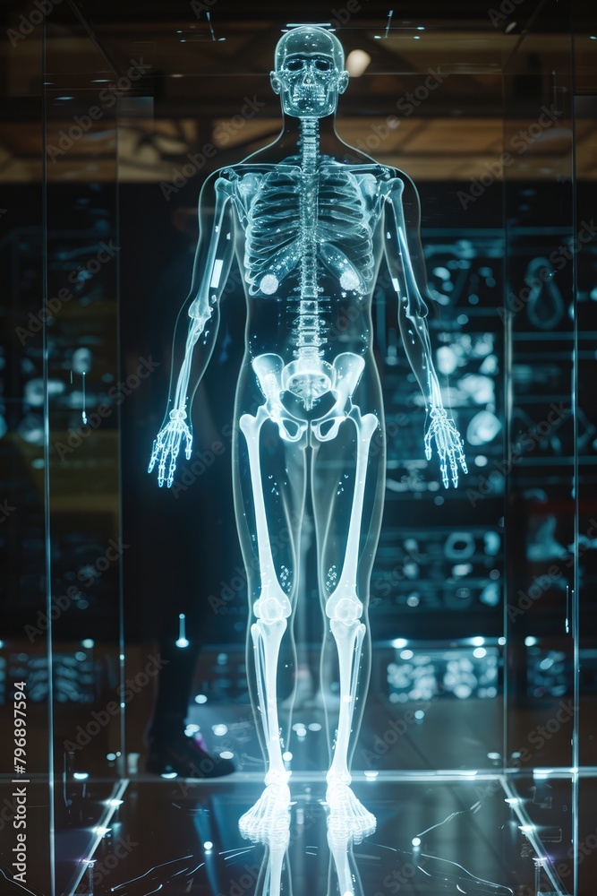 Healthcare human body hologram X- ray with with full body scan Stock ...