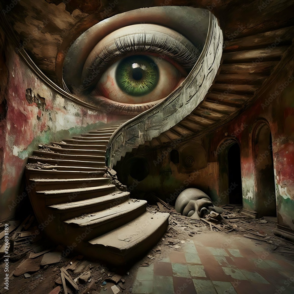 A mesmerizing mind blowing unfolds as a giant eye peers through a ...