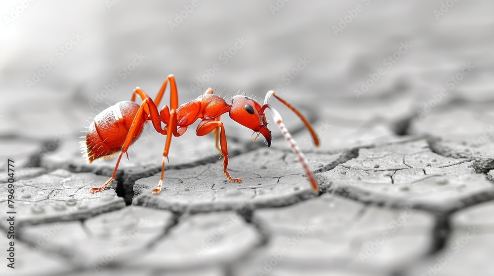 A tight shot of a red anteater against a backdrop of cracked earth ...