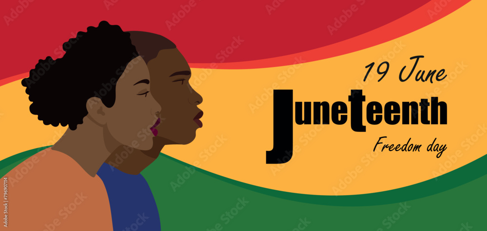 Juneteenth. June 19th, Freedom Day. A black man and a black woman in ...