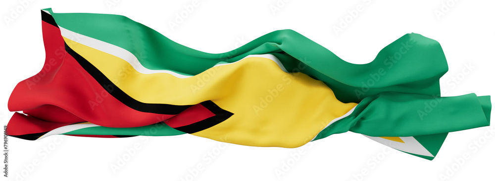 Vividly Waving Guyana Flag Draped in Splendid Colors of the Golden ...