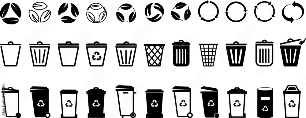 Vetor de Trash can vector icon set.Bin and trash can png icons ...