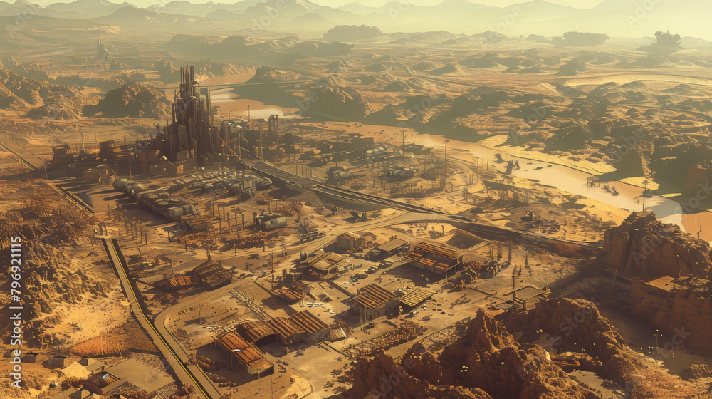 Post-Apocalyptic map with a few clear locations and settlements, like ...