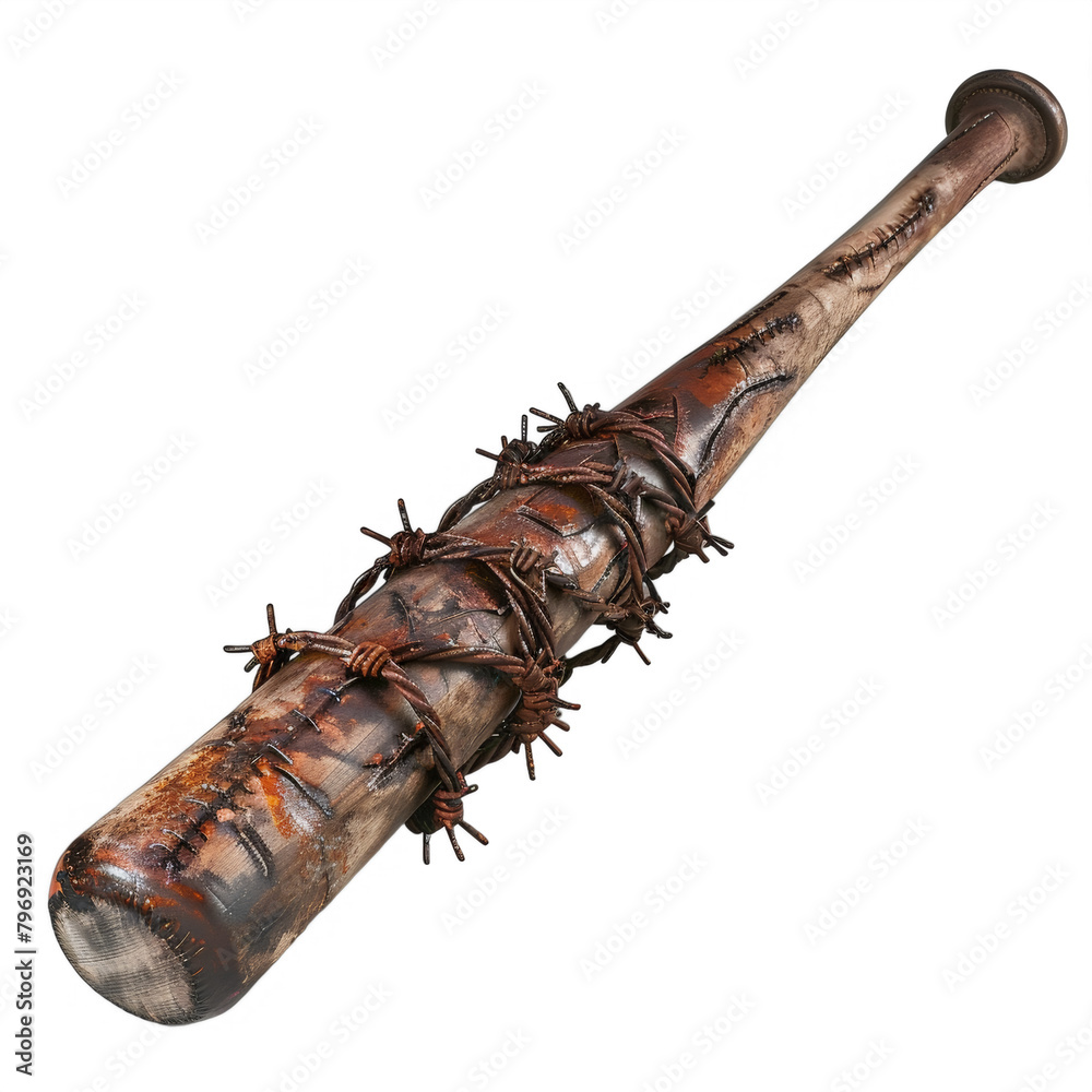 Barbed Wire-Wrapped Baseball Bat: Isolated on Transparent Background ...