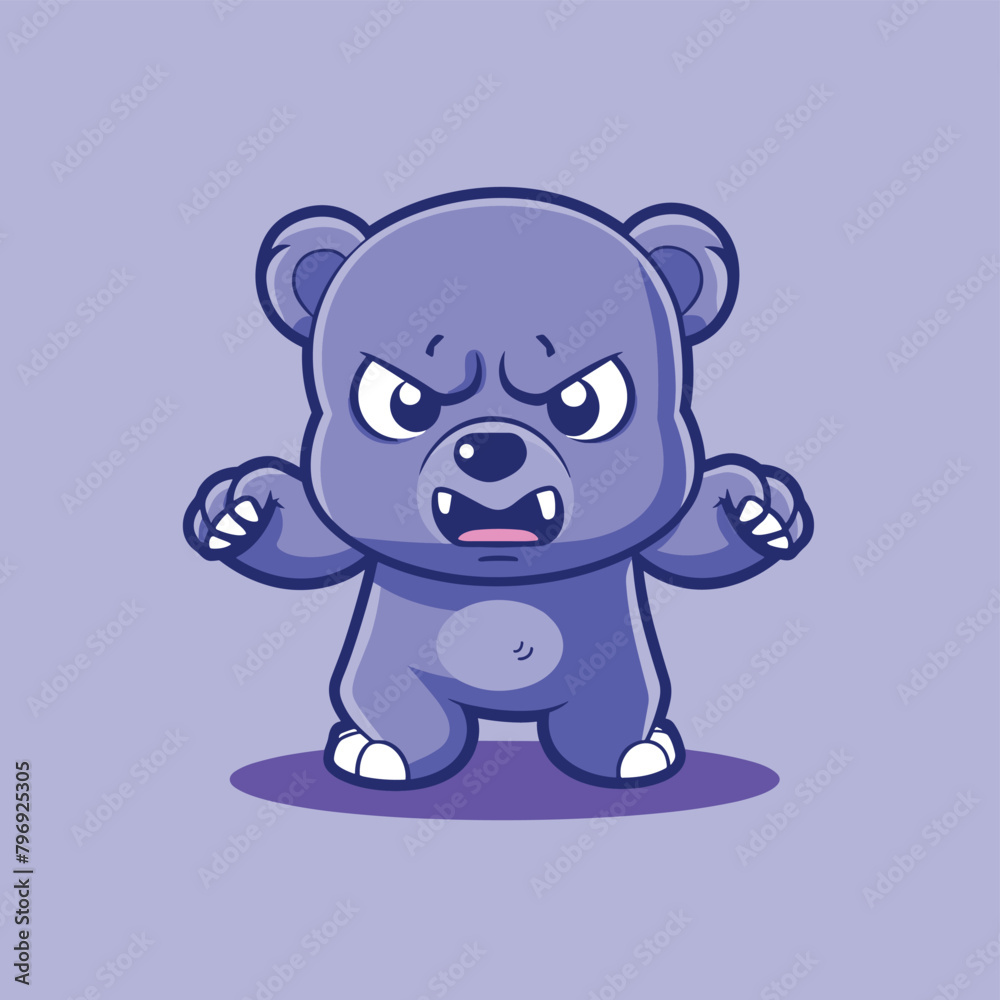 Angry bear flat style cartoon vector illustration Stock Vector | Adobe ...