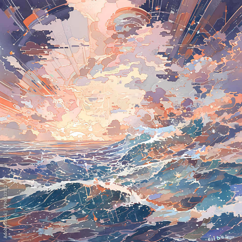 Luminous Watercolor Painting of a Market Fluctuation Metaphor: A ...