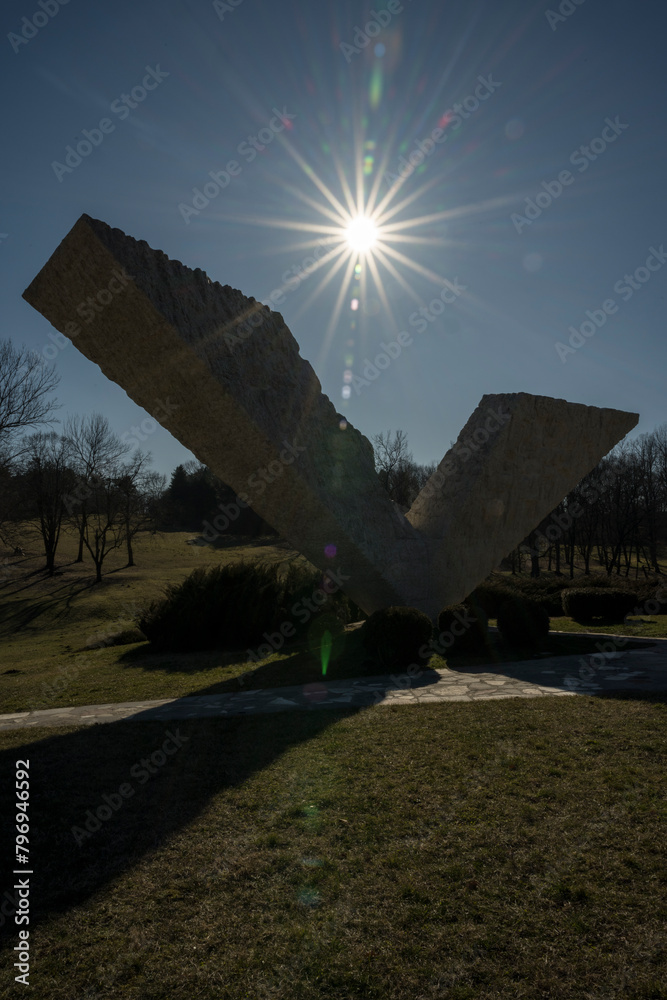 "Broken wing" monument in Sumarice Memorial Park near Kragujevac in ...