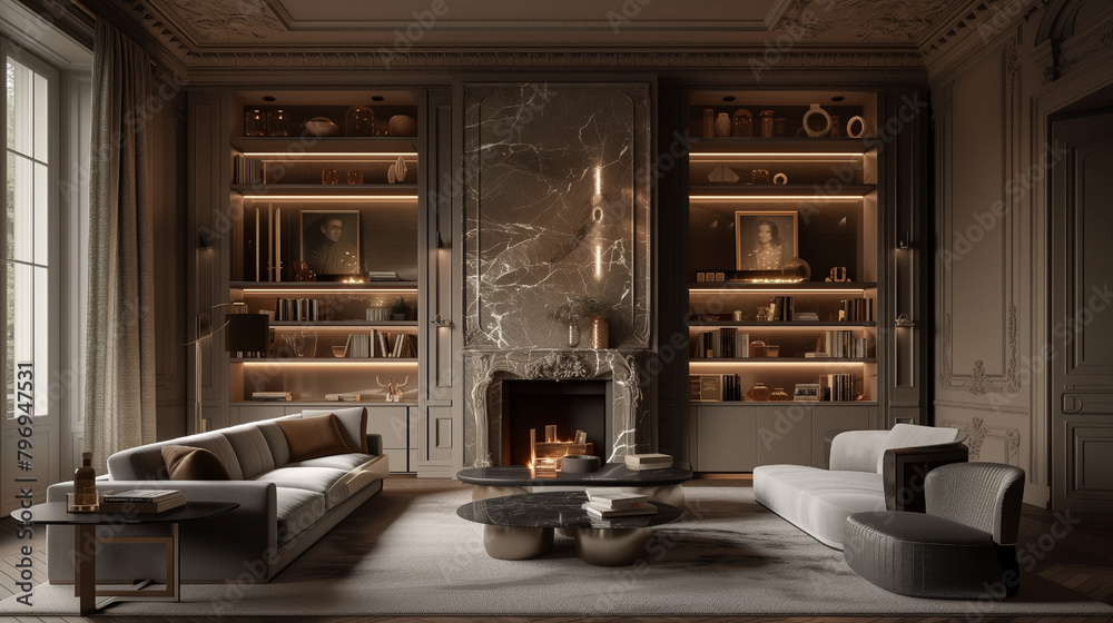 Beautiful living room in new traditional style luxury home. Features ...