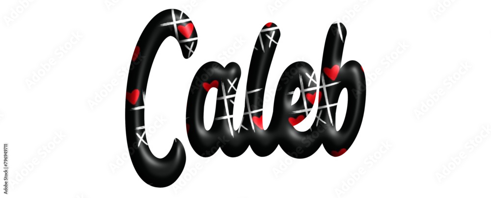 Caleb - black color with tic tac toe game with red hearts - name ...