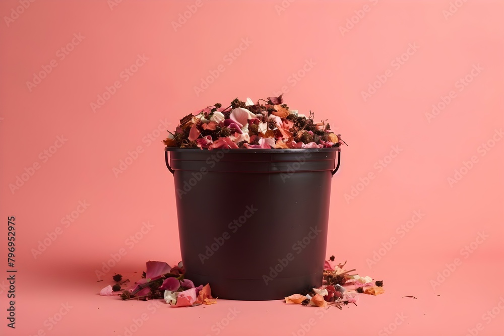 Organic Waste in an Open Compost Bin with Peach Background. Concept ...