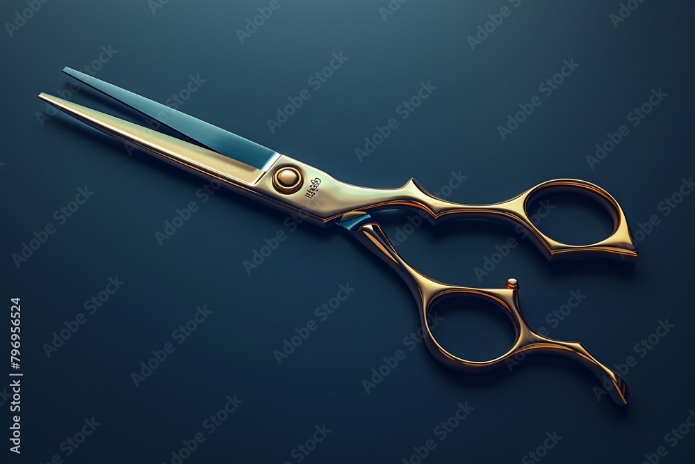 Contemporary 2D illustration of haircutting scissors, incorporating ...