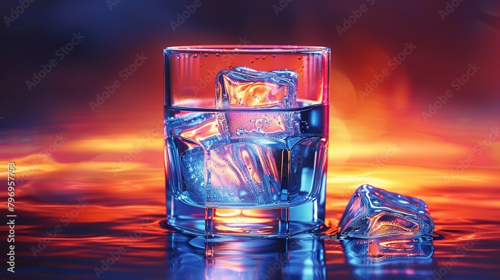 In this prompt, a refreshing 2D illustration of a cold glass icon is ...